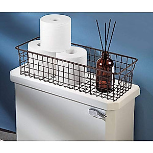 Farmhouse Decor Metal Wire Storage Organizer Bin Basket(2 Pack) - Rustic Toilet Paper Holder - Home Storage Organizer for Bathroom, kitchen cabinets,Pantry, Laundry Room, Closets, Garage (Bronze)