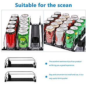 iplusmile Drink Organizer for Fridge - 4Pcs Self-Pushing Soda Can Organizer Beverage Storage Refrigerator Bottle Dispenser for Freezer Cabinets Pantry Vending Machine (12.5 inch)
