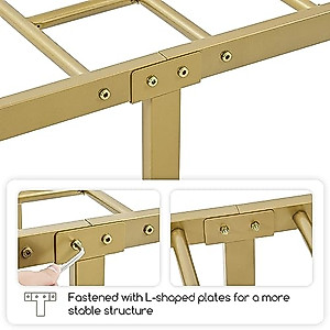 Yaheetech Twin Bed Frames Metal Platform Bed with Headboard and Footboard No Box Spring Needed Easy Assembly,Ground Clearance: 12.6''/Antique Gold/Twin Bed