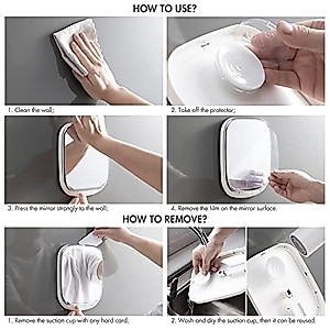 TAILI Shower Mirror Fogless for Shaving NO-Drilling & Removable Anti-Fog Mirror with Razor Holder Wall Mounted for Suction Shatterproof Bathroom, Bedroom, Vanity Countertop, Traveling