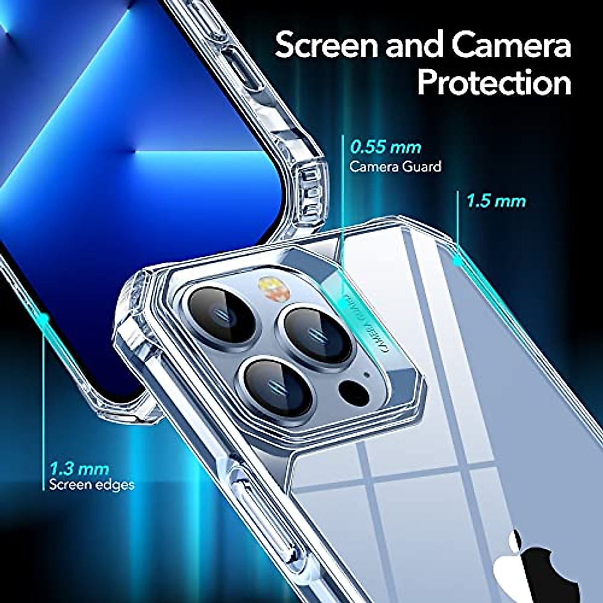 ESR for iPhone 13 Pro Phone Case, 13 Pro Case Clear, Military-Grade Protection, Shockproof Air-Guard Corners, Yellowing-Resistant Acrylic Back, Phone Case for iPhone 13 Pro, Air Armor Case, Clear