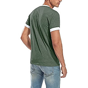 YeeHoo Men's Henley Short Sleeve Slim-Fit Casual T-Shirts with Button Placket Green