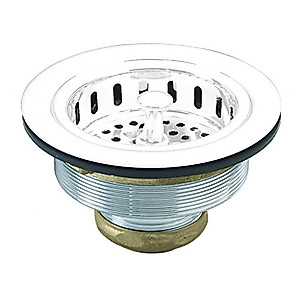 Westbrass D214-50 3-1/2" Post Style Large Kitchen Sink Basket Strainer, 1-Pack, Powder Coat White