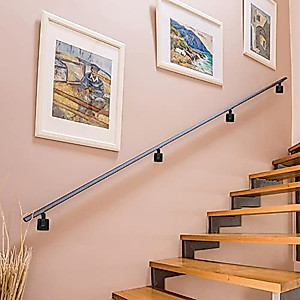 RealPlus Swivel Handrail Brackets Heavy Duty Steel Hand Rail Brackets for Staircase Stair Railing, Pack of 4 (Black)