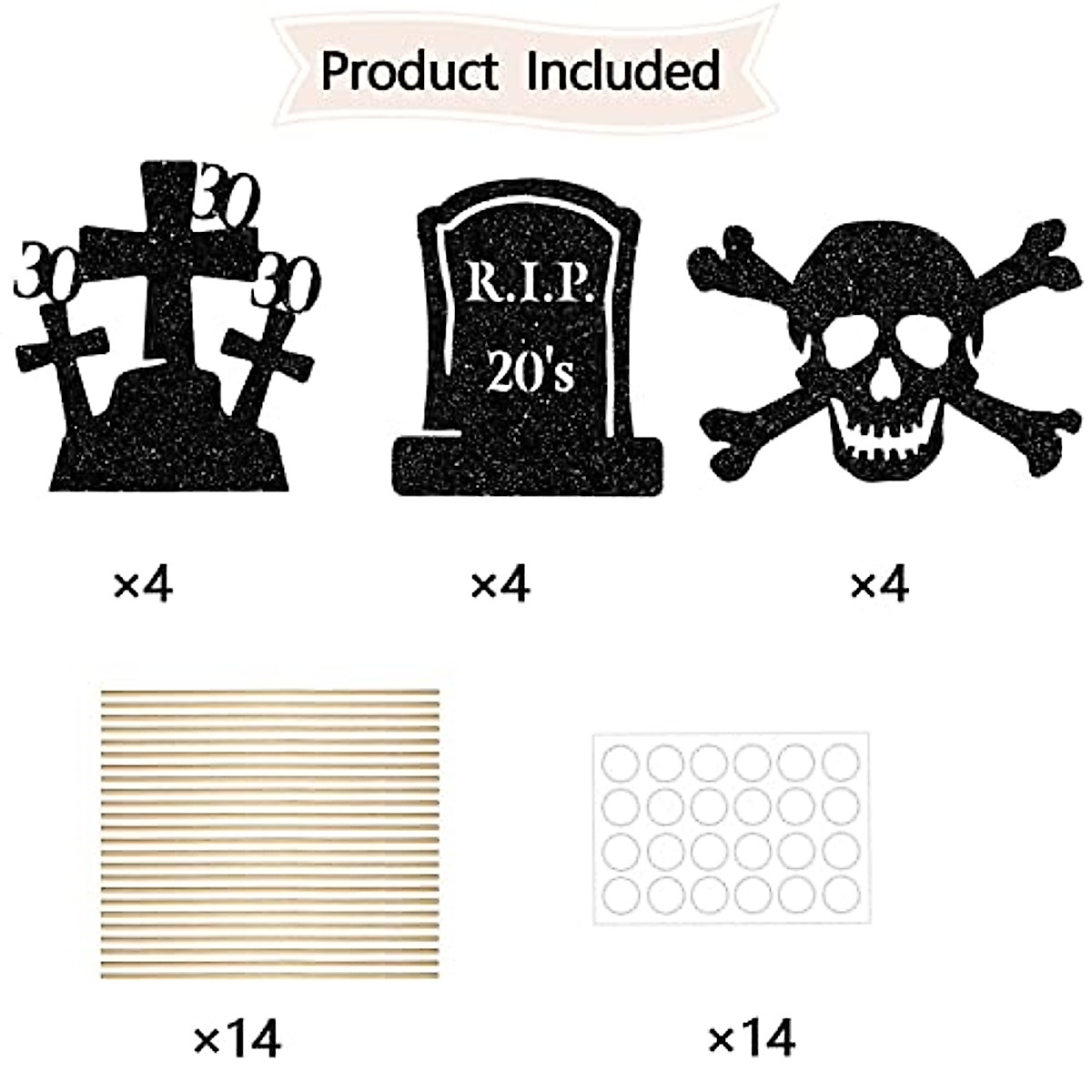 Rip to My 20s Centerpiece Sticks,30th Birthday Decoration,Cheers to 30 Years/Funeral for My Youth/Death to My Twenties Party Supplies for Women Men 12 Pieces Black