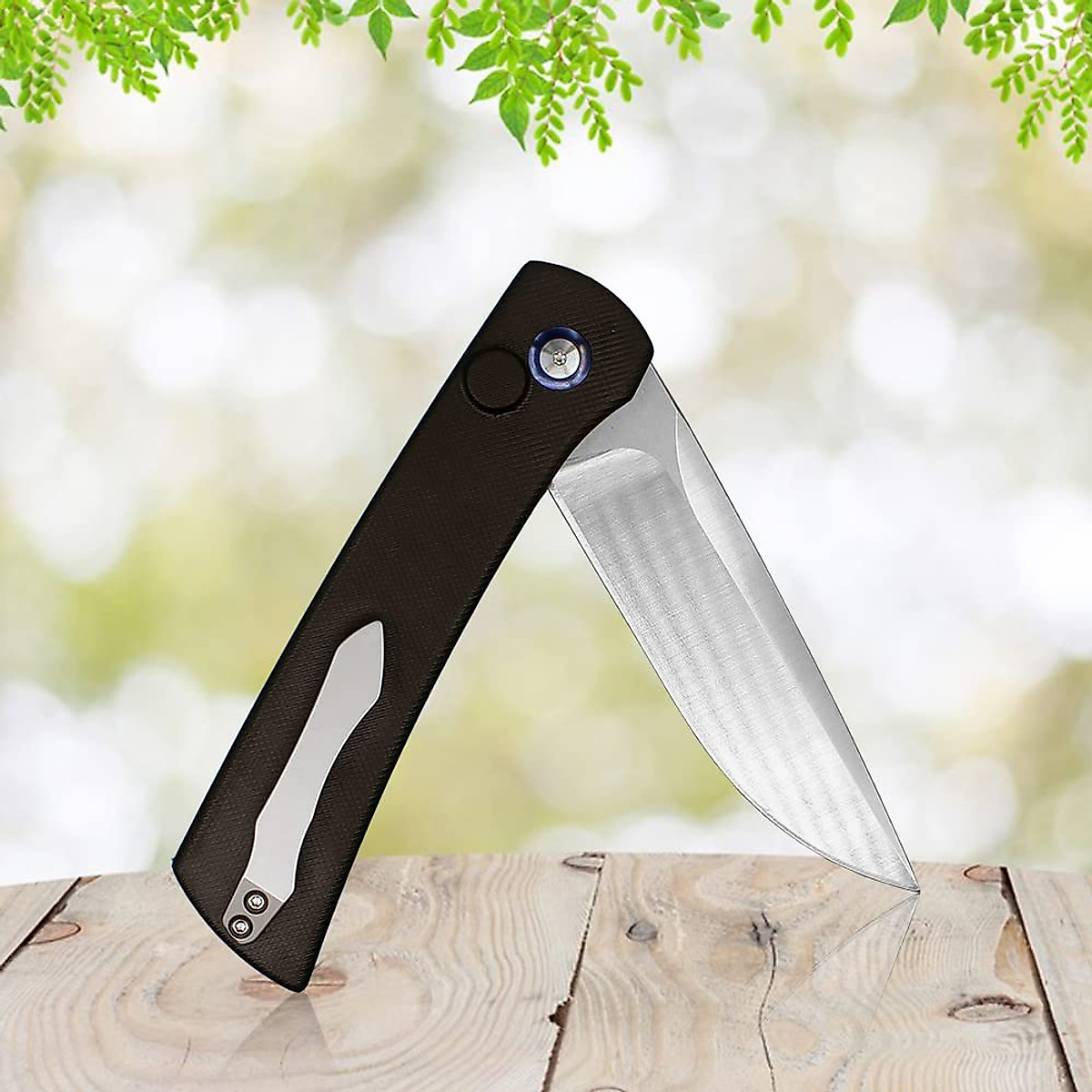 allvin R8308 Folding Knife D2 Satin Drop Point Blade Black G10 with Stainless Steel Sheet Handle Outdoor Camping Hiking Fishing EDC Pocket Survival Knives