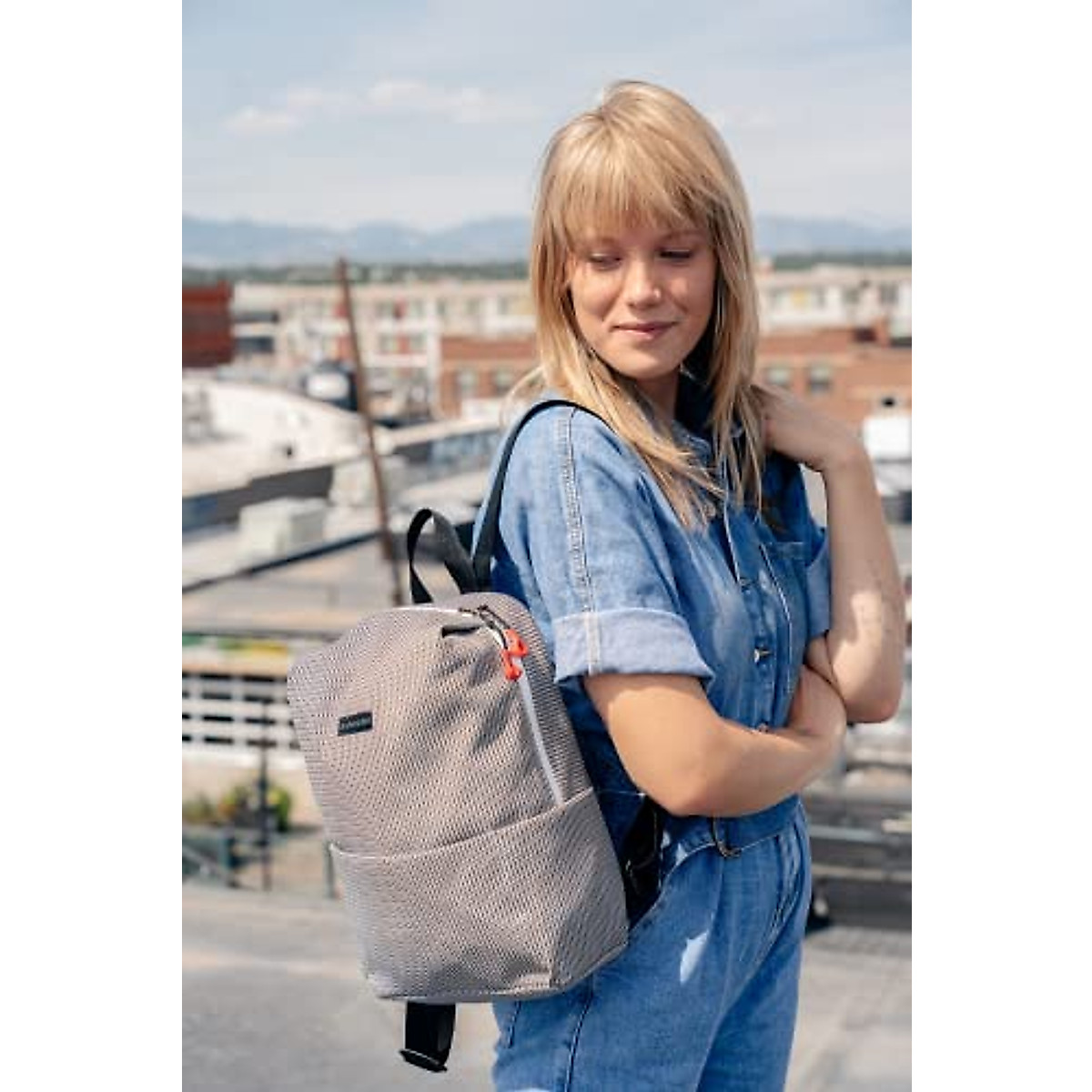 Sherpani Adaline, Nylon Mesh Backpack Purse, Small Backpack, Travel Bag, Fashion Bags for Women Fits 13 Inch Laptop (Stone)