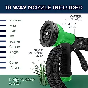 LightHose Garden Hose, NON-EXPANDABLE Garden Hose, Super Light Weight Hose, No Burst, 3/4 inch Solid Brass Connectors, 50 Ft, Black