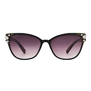 Betsey Johnson Womens Crystal Queen Sunglasses Sunglasses, Black/Leopard, 53mm US