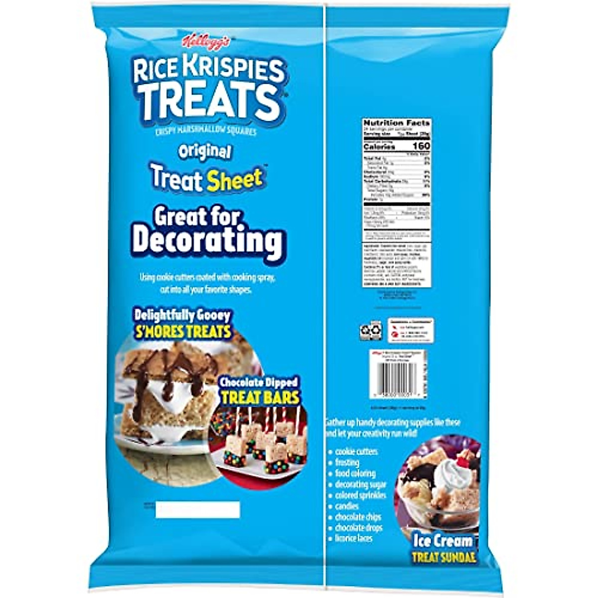Rice Krispies Treats Marshmallow Snack Sheet, Kids Snacks, Treat Making, Baking Project, Original, 32oz Sheet (1 Sheet)