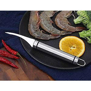 WOIWO 1 PCS Stainless Steel Shrimp Opener to Remove Shrimp Line Knife Cleaning Shrimp Line Profile Fish Belly Knife Shrimp Opener Shrimp Stripper Kitchen Tools