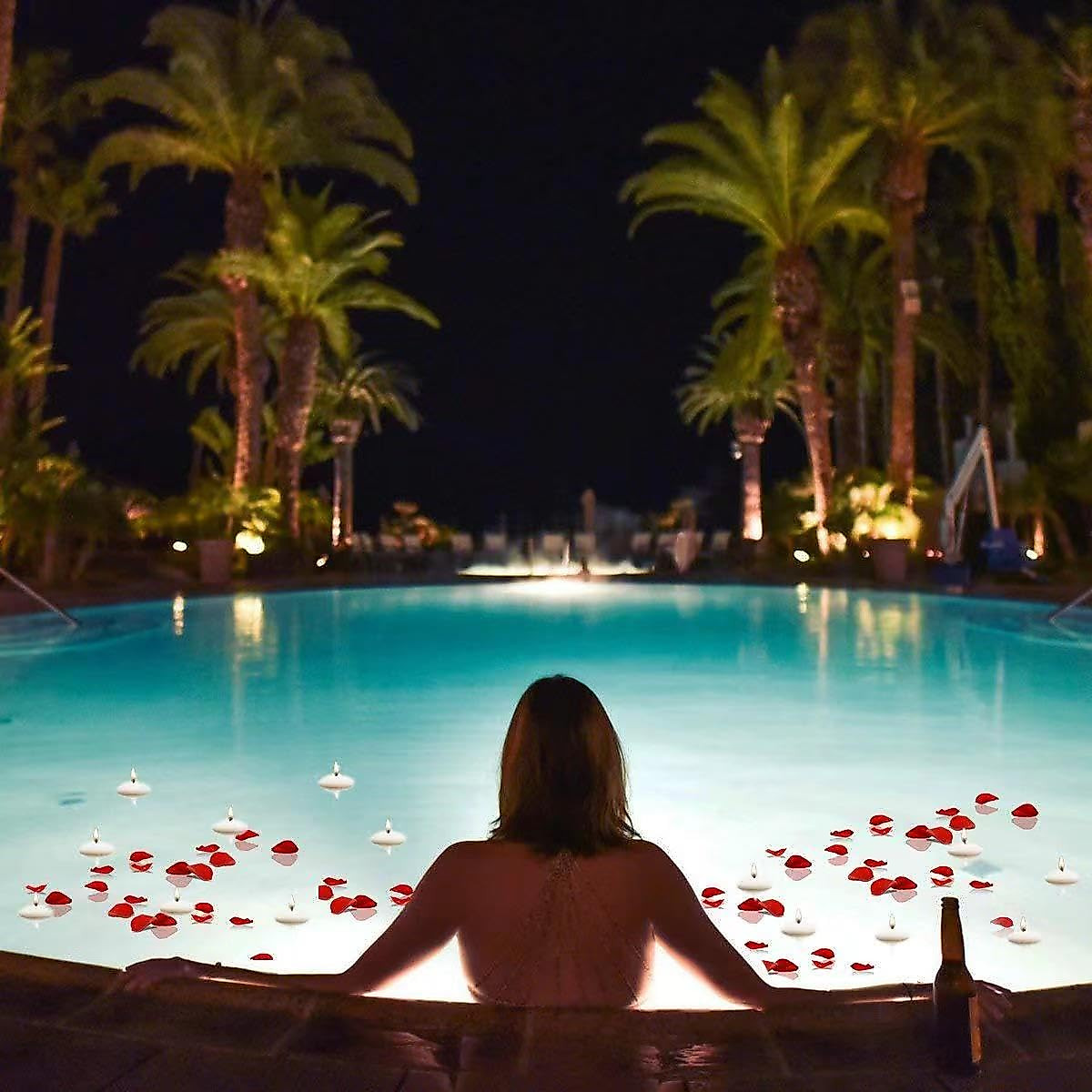 3 inch Floating Candles,12Pack White Dripless Wax Unscented Wax 13-15Hours Burning, Wedding Party Candles,for Centerpieces Suitable for Cylindrical Vases,Swimming Pool,Restaurant Decoration