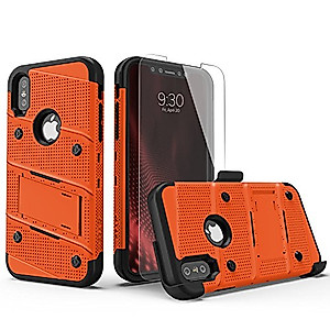 iPhone X Case - Zizo [Bolt Series] with Free [iPhone X Screen Protector] Kickstand [12 ft. Military Grade Drop Tested] Holster Belt Clip