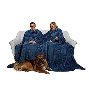 Slanket The Ultimate Siamese Fleece Blanket with Sleeves for 2 People (4 Sleeves) - Lightweight, Warm & Super Soft Blanket for Lounging & Ultimate Comfort - Giant Blanket 120" x 80"