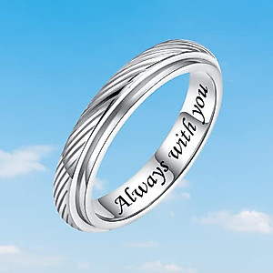 Anxiety Ring for Daughter Fidget Ring for Women - 925 Sterling Silver Rings for Teen Spinner Rings Jewelry for Women Men(Style1 Size8)