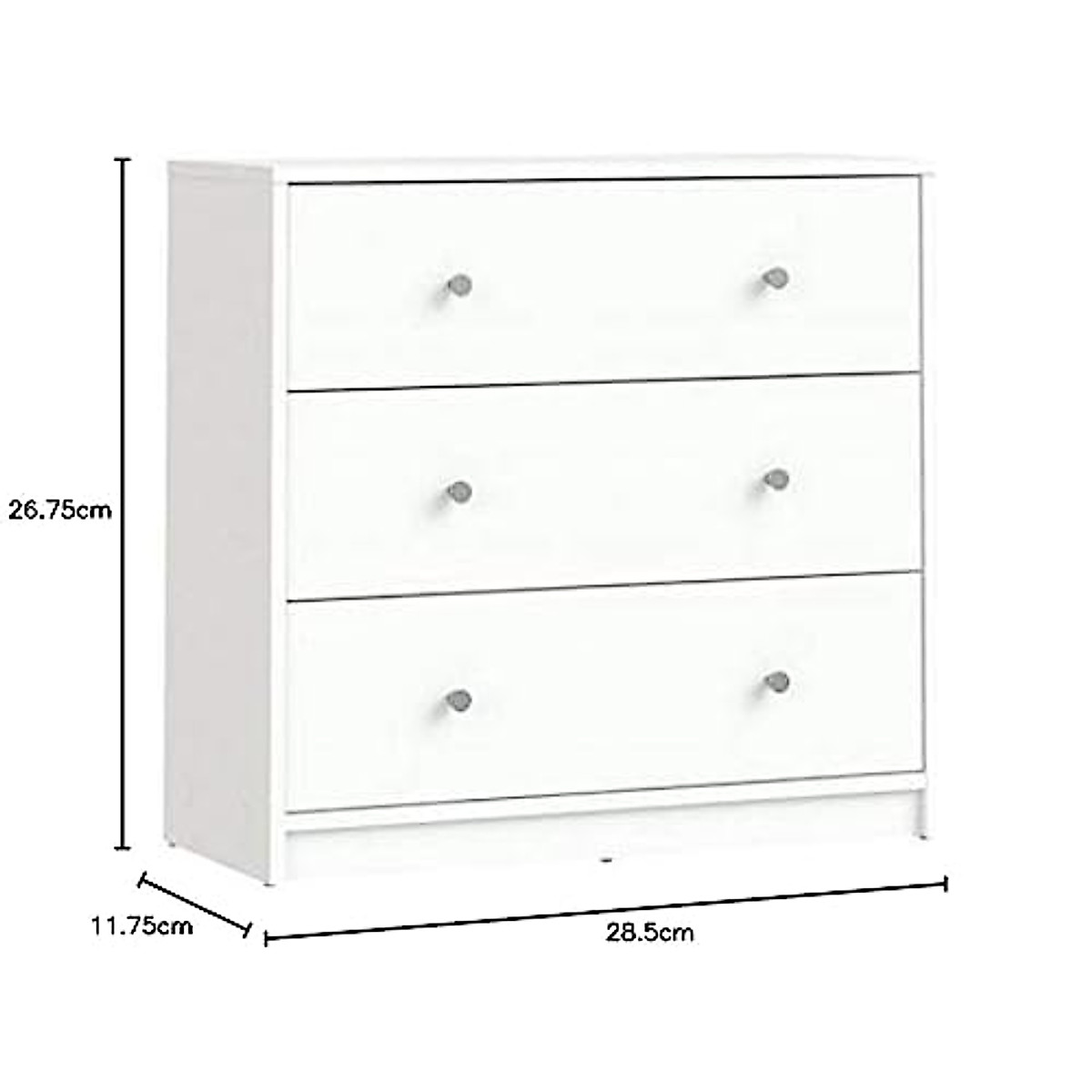 Tvilum Portland 3 Drawer Chest, White