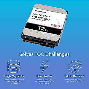 HGST - WD Ultrastar DC HC520 HDD | HUH721212ALE600 | 12TB 7.2K SATA 6Gb/s 256MB Cache 3.5-Inch | ISE 512e | 0F30144 | Helium Data Center Internal Hard Disk Drive (Renewed)
