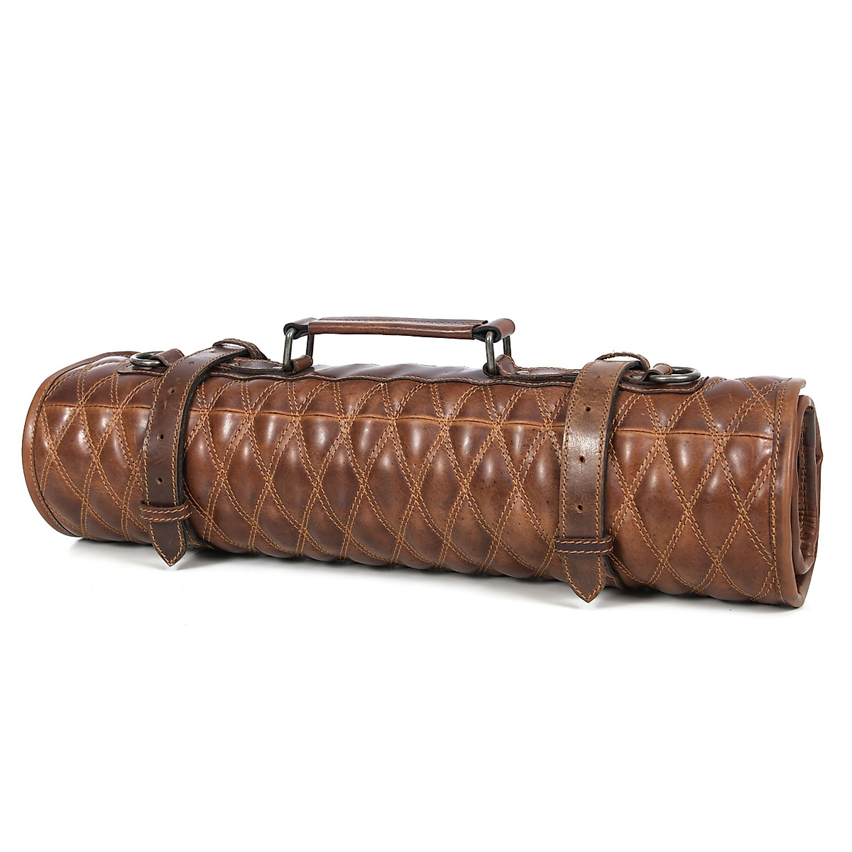 Leather Knife Roll Storage Bag, Elastic and Expandable 10 Pockets, Adjustable/Detachable Shoulder Strap, Travel-Friendly Chef Knife Case by Aaron Leather Goods