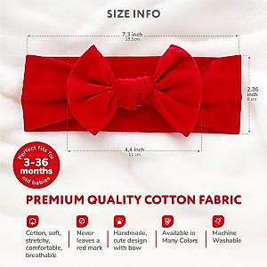 BABYGIZ Baby Girl Headbands-Infant,Toddler Cotton Handmade Hairbands with Bows Child Hair Accessories (Red)