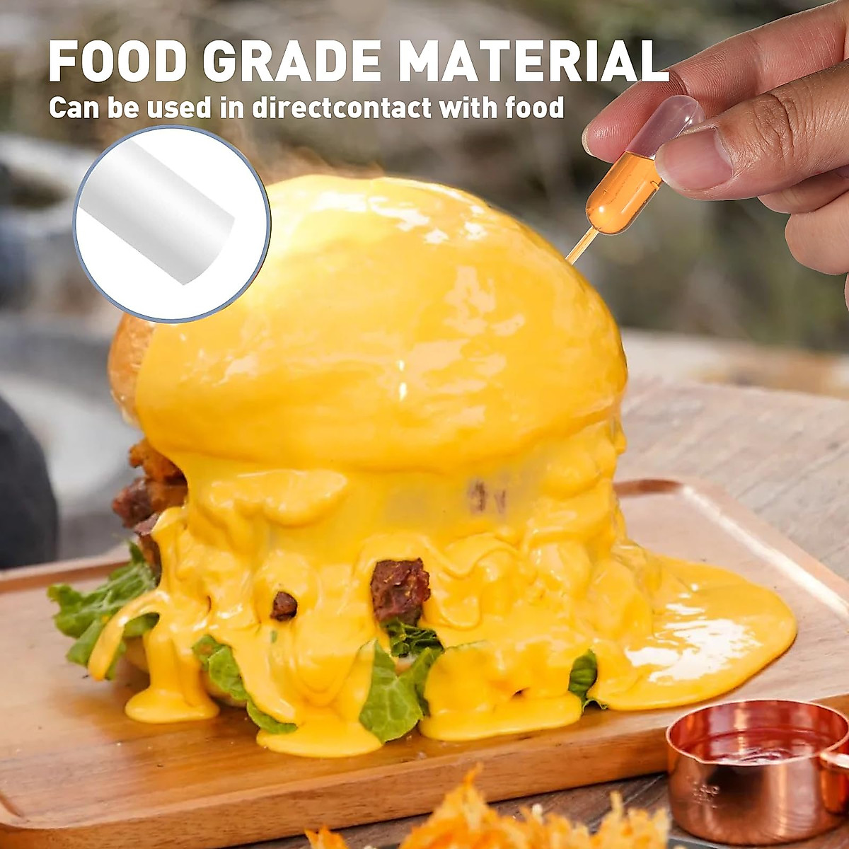 100 Piece Paper Cupcake and Jam Dropper Decoration Set, Plastic Eye Dropper, Dessert Pipette, Mini Chocolate Disposable Straw, Mini Ice Cream, Jam Pipette (Bar Shape)