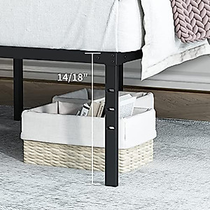 NEW JETO Metal Bed Frame-Simple and Atmospheric Metal Platform Bed Frame, Storage Space Under The Bed Heavy Duty Frame Bed, Durable King Size Bed Frame, 18 Inch, King