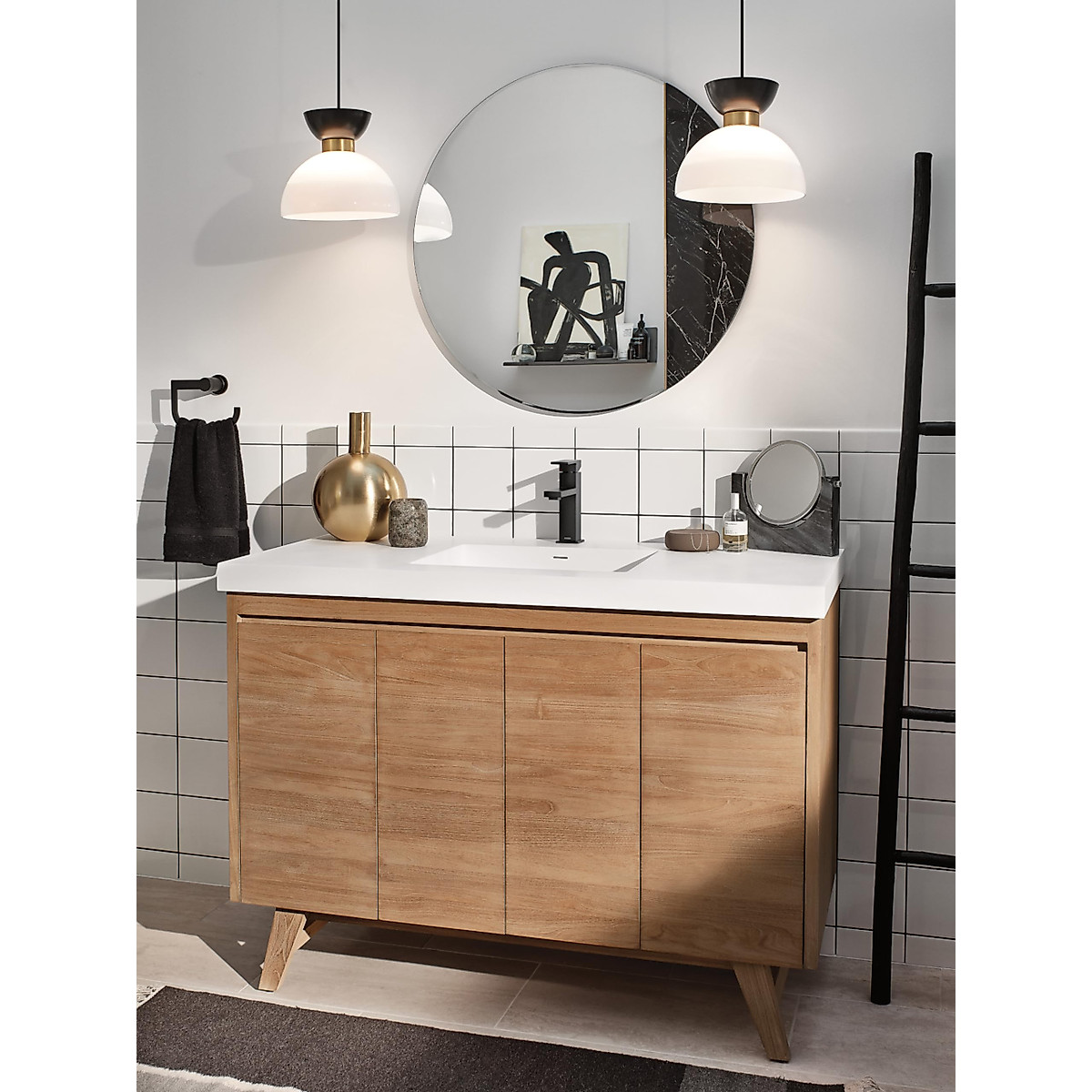 Moen Revyl Matte Black One-Handle Single Hole Modern Bathroom Sink Faucet with Optional Deckplate and Spring Loaded Drain Assembly, 84771BL