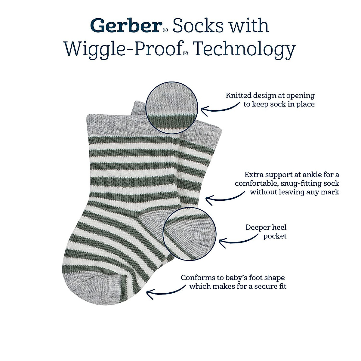 Gerber Kids' 8-Pack Wiggle-Proof Jersey Crew Socks, Light Pink, 0-6 Months