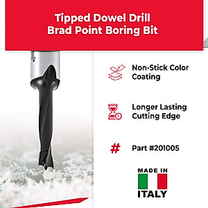 Amana Tool - 201005 Carbide Tipped Brad Pt. Boring Bit R/H 5mm Dia x 57mm Long x 10mm Sh