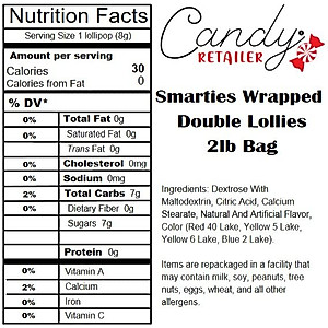 Candy Retailer Smarties Wrapped Double Lollies 2lb