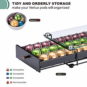 ZCDCP Nespresso Vertuo Pod Holder Coffee Capsule Holder Drawer Black 30 Pods