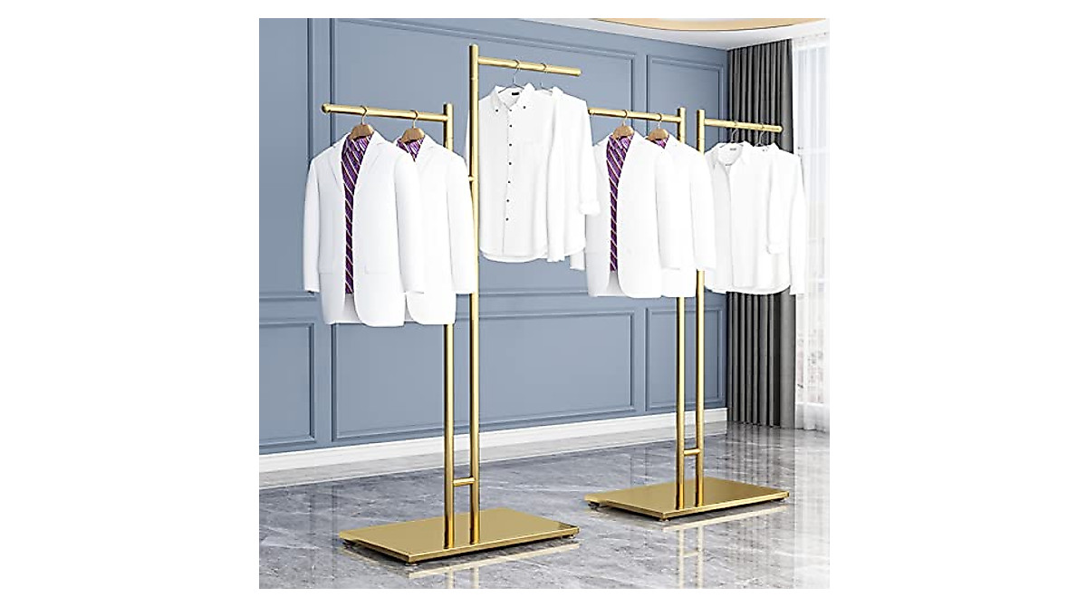 Household goods Simple Metal Clothing Store Display Stands,Gold 2-Way ...