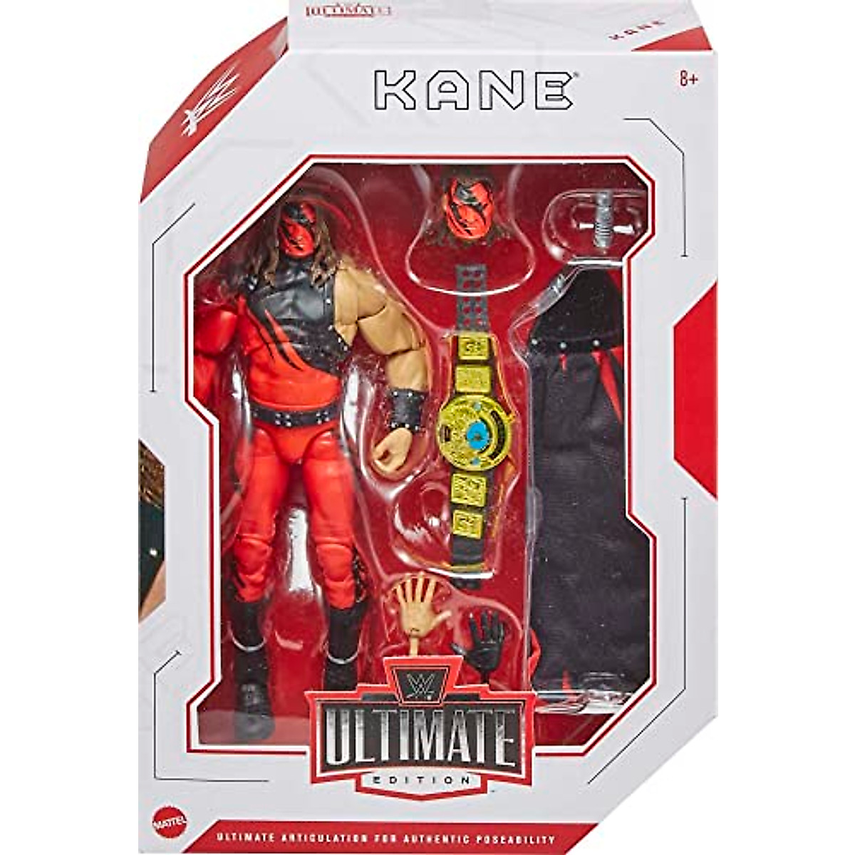 Mattel Ultimate Edition Kane Action Figure, 6-inch Collectible with Interchangeable Head, Swappable Hands & Entrance Cape for Ages 8 Years Old & Up