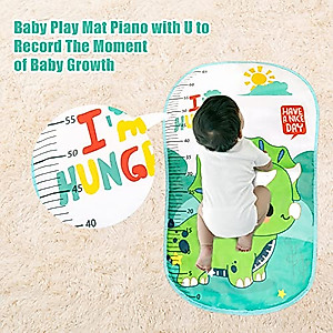 BOMPOW Baby Play Mat Baby Gym, Play Piano Baby Activity Gym Mat with Music and Lights, Piano Gym, Early Development Baby Play Mat Gift for Babies Newborn