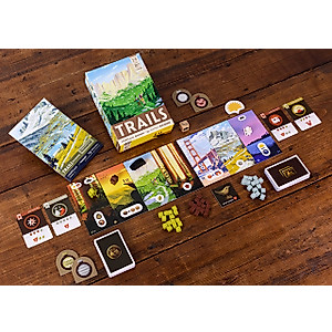 Trails, a Family and Strategy Board Game About Hiking and Outdoors by Keymaster, 2-4 players