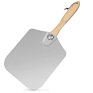 SHINESTAR 5 Piece Pizza Making Kit, 12" Round Baking Stone, Wooden & Metal Pizza Peel, Cutter & Server Included, Pizza Stone Set for Grill, Oven