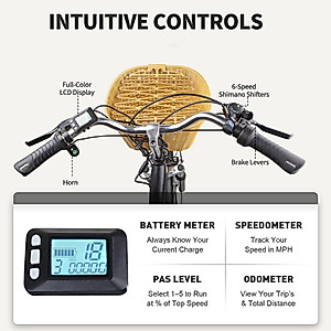 NAKTO/SPARK 26" Electric Bike Commute Electric Bicycle 350W Brushless Gear Motor Ebike with Removable Waterproof Large Capacity 36V10A Lithium Battery and Sporting 6 Speed Gear E-Bike(Black)