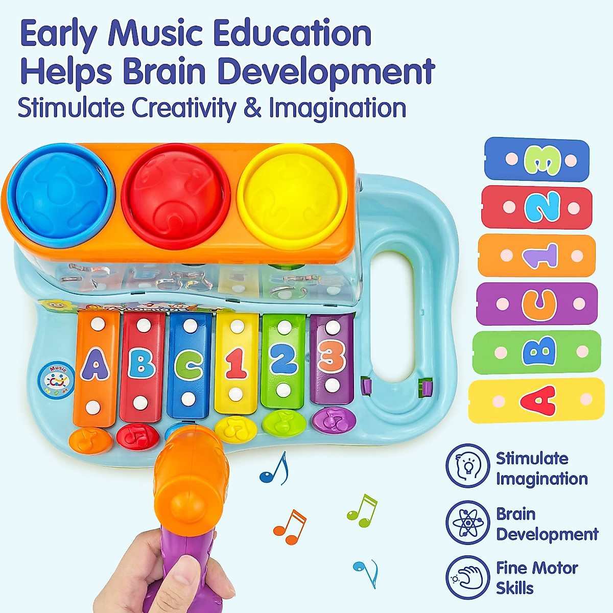 HOLA Toys for 1 Year Old Boy Gifts Baby Toys 12-18 Months, Baby Toys 6 to 12 Months Toy Hammer with Music Sound & Light, Grab Shake Pound 9 Month Old Baby Boy Girl Toys 1 Year Old Boy Birthday Gift