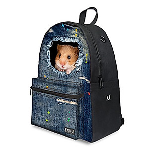 Bigcardesigns Lovely Hamster Animal Backpack Canvas School Bag for Children BACK TO SCHOOL