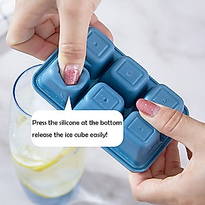 KIYOKI Ice Cube Trays for Freezer 3 Pack - Mini Ice Cube Trays with Lid & Easy-Release Silicone Bottom, Stackable Small Ice Cube Molds, Blue+Red+Mint Green