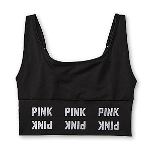 Victoria's Secret Pink Seamless Sports Bra, Low Impact Bras for Women, High Neck, Athletic, Black (XL)
