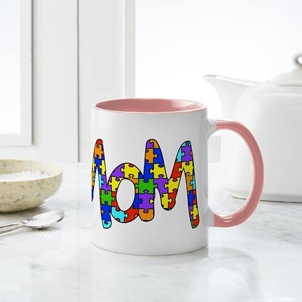 CafePress Mom Autism Awareness Mug Ceramic Coffee Mug, Tea Cup 11 oz