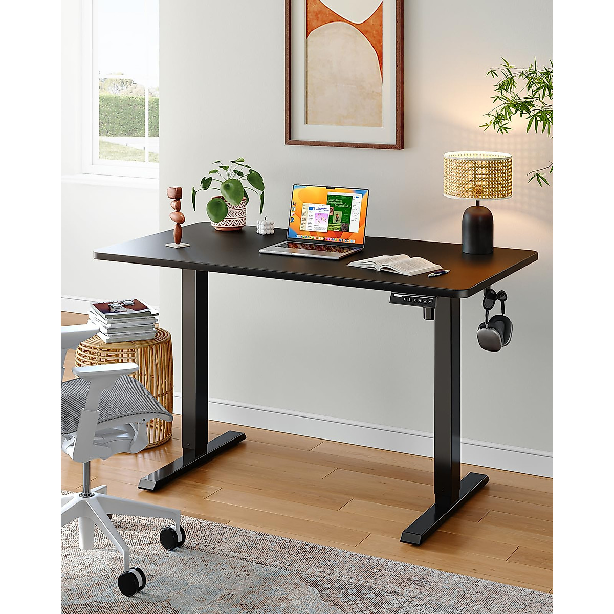 ErGear Whole Piece Standing Desk, 40x24 inch Adjustable Stand Up Desk with Cable Management Tray, Electric Computer Desk Workstation for Home Office, Black, EGESD63B