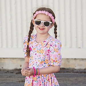 FROG SAC Non Slip Floral Headbands for Girls, Adjustable Rose Bud Head Bands for Kids, Cute Nonslip Hair Accessories, Flower Girl Head Band Pack