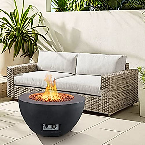 Kante Concrete Round Fire Table 25", 50000 BTU Outdoor Propane Fire Pit Table, Gas Fire Pits for Outside Patio, Smokeless Fire Pit and Outdoor Fire Pits, Charcoal