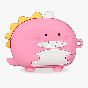 kwmobile Silicone Case Compatible with Huawei Freebuds Pro - Case Soft Cover - Cute Dinosaur Pink/White/Dark Pink