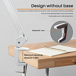 bemelux LED Architect Desk Lamp with Clamp, Metal Swing Arm 2000 Lumens Dimming Office Table Lamp for Task Work Drafting Reading Desktop, 234PCS Bright LEDs, 24W, 5 Color Temperatures Workbench Lamp