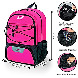 WOLT | Youth Soccer Bag - Soccer Backpack & Bags for Basketball, Volleyball & Football Sports, Includes Separate Cleat Shoe and Ball Compartment, for Girls & Women (Pink)