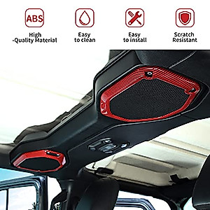 Voodonala for Jeep JL Top Speaker Audio Surround Trim for 2018 2019 Wrangler JL JLU 2020 Gladiator JT Trunk Red Carbon Fiber