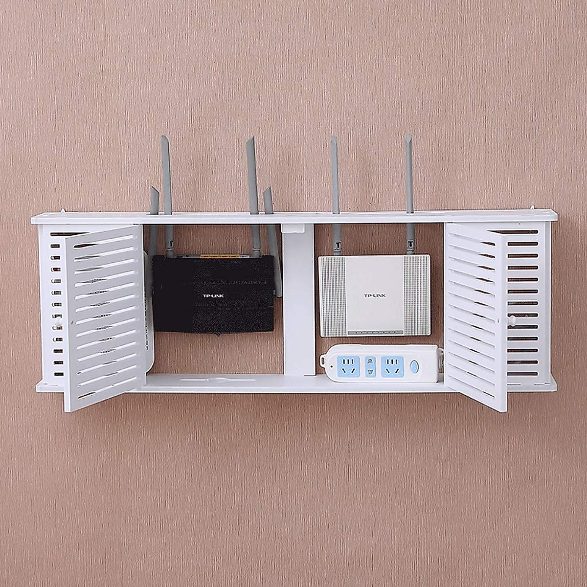 Good home Multifunctional Wall - Mounted Wireless Router Storage Box-Wall-Mounted WiFi Multimedia Set-top Box Shelf White Wall Decorative Shelf TV Cabinet DV Shielding Box