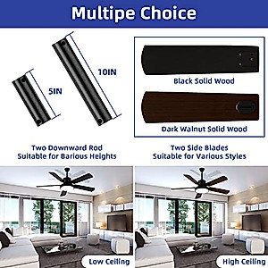 Obabala Ceiling Fan with Light, Indoor and Outdoor Ceiling Fans with Lights and Remote, 52" Modern Ceiling Fan Reversible DC Motor-Matte Black,Patios/Farmhouse